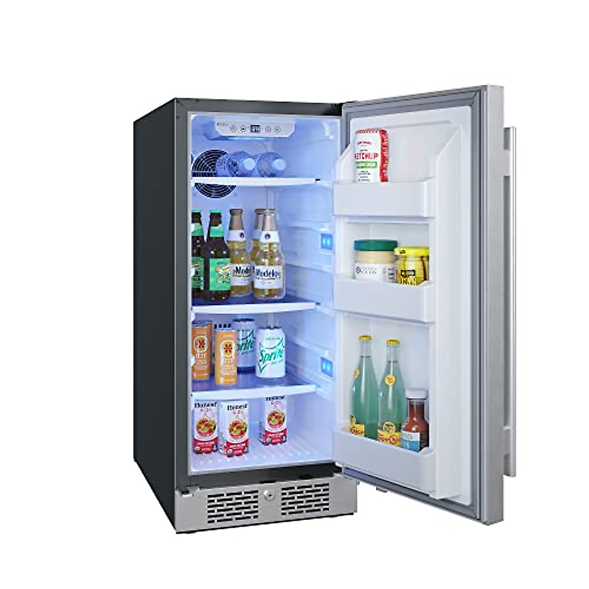 Avallon AFR152SSRH 15 Inch Wide 3.3 Cu. Ft. Compact Refrigerator with LED Lighting and Right Swing Door