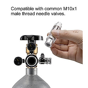 Clscea CO2 Bubble Counter with Check Valve for CO2 Generator Regulator Planted Aquarium Aluminum Alloy Silver