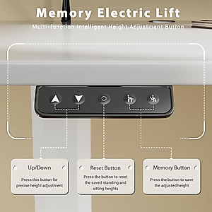 Kemon Electric Standing Desk with Monitor Stand, 55 x 24 Inch Height Adjustable Sit Stand up Desk, Home Office Computer Workstation with Cup Holder and Hook, Stand Table for Work, Carbon Black