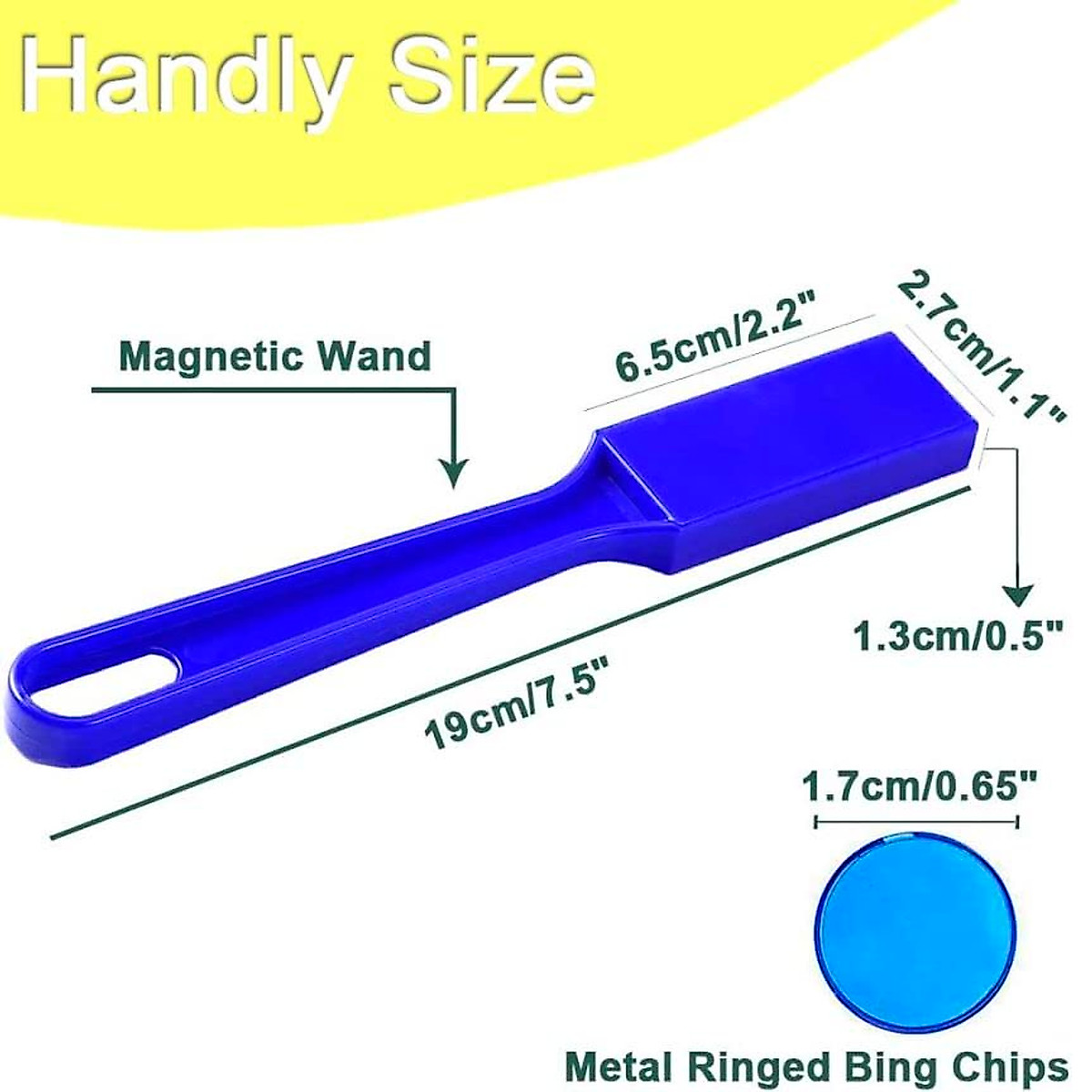 Dacefloy Magnetic Bingo Wand 7.5" Magnet Bar-1 Piece-Collect Tool for Paper Clips, Nails, Screws, Pins, Sewing Needles and Studs