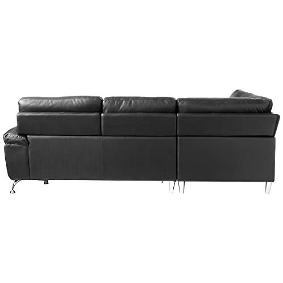 Cortesi Home Boston Leather Sectional Sofa with Left Chaise Lounge, Black
