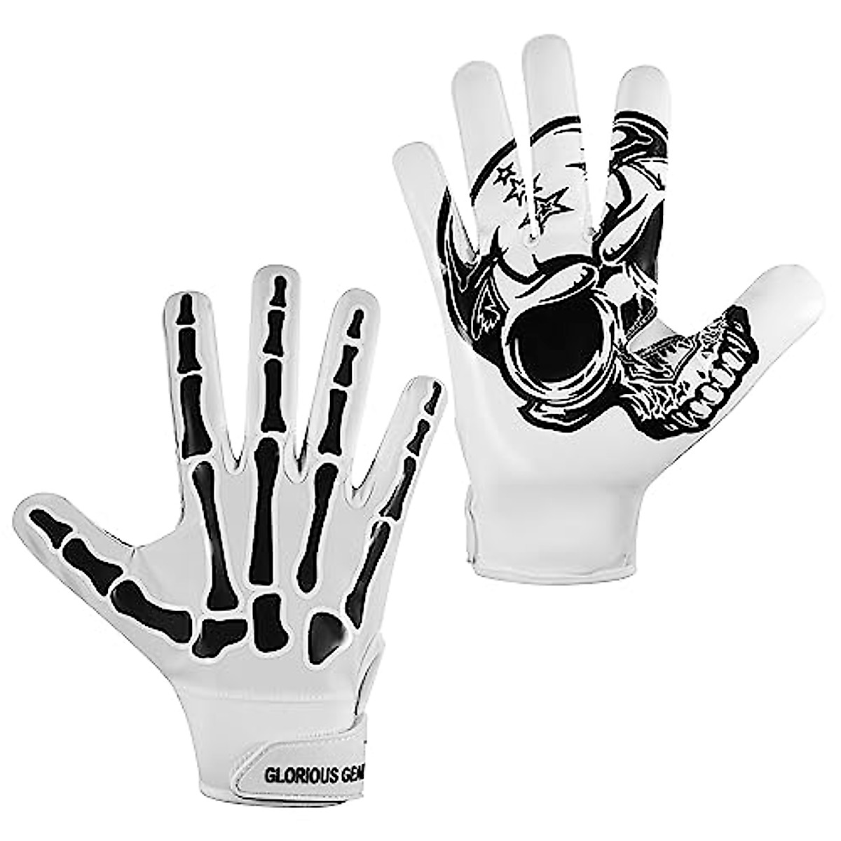 Glorious Traders Football Gloves, Adult and Youth Football Gloves Men & Women's - Ultimate Performance Booster Football Gloves Adult with Super Perfect fit & Sticky Grip. (White, Medium)