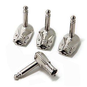 Ancable 4-Pack 1/4" Right Angle Plugs TS Mono Heavy Duty Flat Low Profile Pancake Style for Guitar, Instrument, Speaker/Microphone/Patch Cables - 6.35mm Male 1/4 Inch Phone Plug