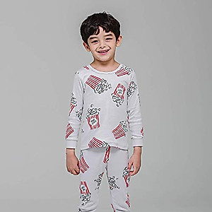 MiNi-K Baby Toddler Kids Boys Girls Sleepwear Pajamas 100% Cotton Long Sleeve 2pcs Pjs Set (Popcorn Grey, 8-9 Years)