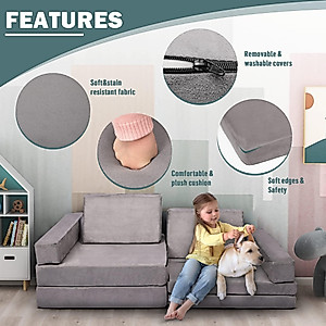 TOLEAD Modular Kids Play Couch,Imaginative Furniture Play Set for Creative Kids,Play Couch Sofa for Kids,Girls and Boys Playroom Sectional Sofa Medium