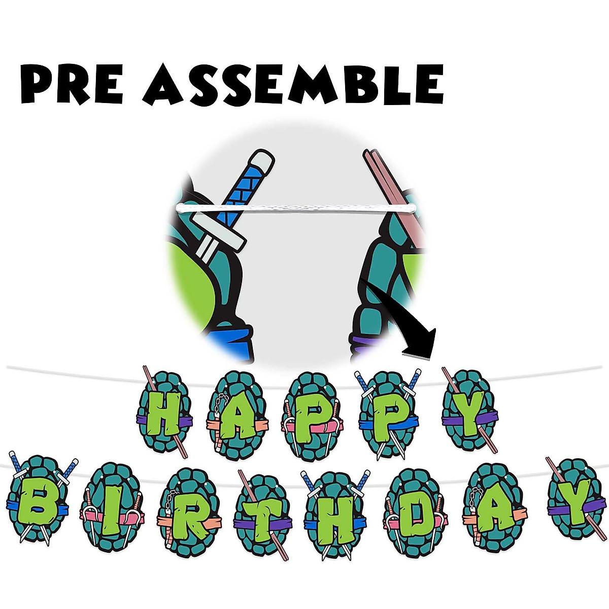 Ninja Superhero Happy Birthday Decorations Banner Backdrop Background Green American Comics Turtles Theme Decor for Boy Kid 1st Birthday Party Nursery Baby Shower Photo Booth Props Favors Supplies