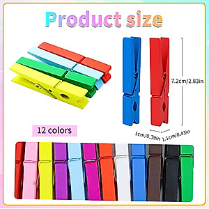 Faxco 60 Pcs 2.8'' Colored Wooden Clothespins, Photo Paper Peg Hang Pins, DIY Photo Clips,Birch Wooden Pins for Balloons,Colorful Flags,Banners,Crafts