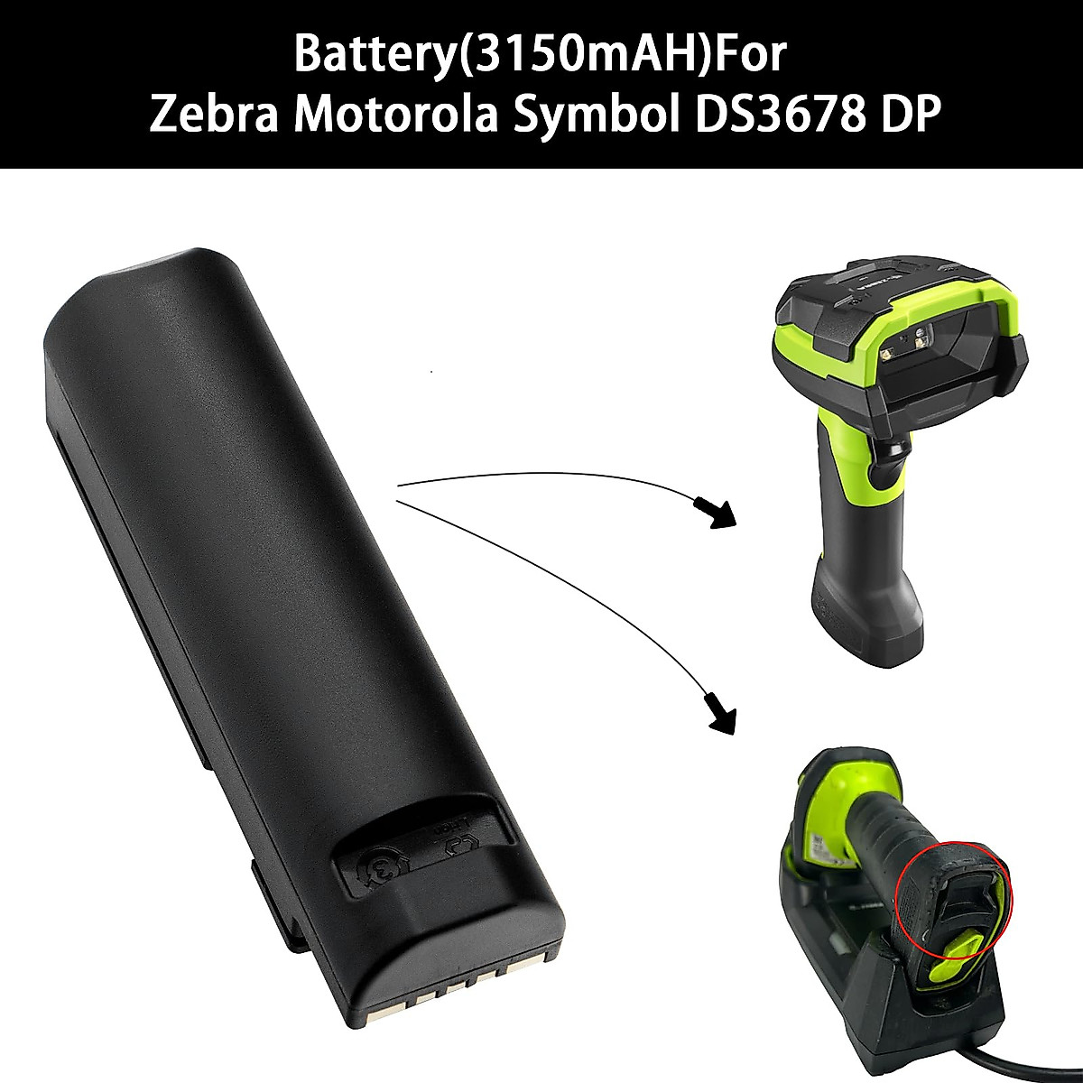BTRY-36IAB0E-00 Replacement Battery for Zebra DS3678 DS3600 LI3678 LI3600 LS3678 LS3600 82-166537-01 Handheld Barcode Scanner