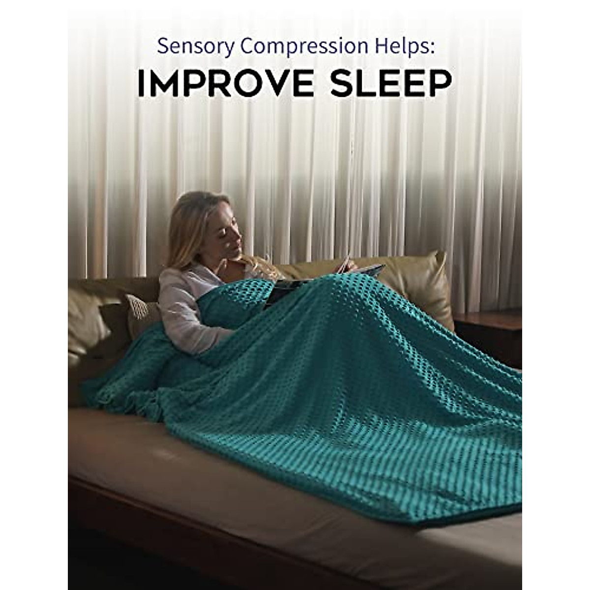 YnM Weighted Blanket and Duvet Covers — Hot and Cold Duvet Cover Set (3 Pieces) — (Green, 60''x80'' 25lbs), Suit for One Person(~240lb) Use on Queen/King Bed