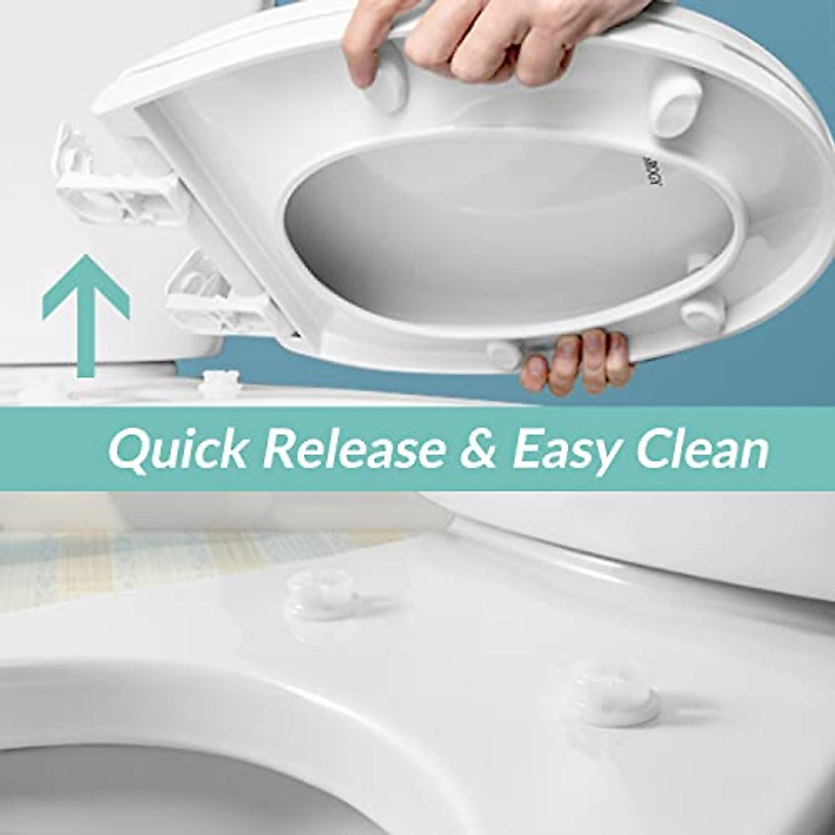 Toilet seat Round with Slow Close Hinges, Four Bumpers, Two Sets of Parts, White Toilet seat Round, Slow Close, Never Loosen and Easily Remove, Plastic, White