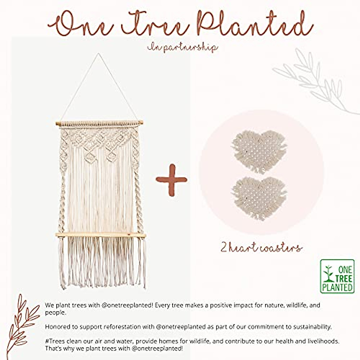 Macrame Wall Hanging Shelf, Boho Indoor Woven Plant Shelf for Wall Decor. Handmade Natural Cotton Macrame Wall Shelf for Plants. Indoor Plant Hanger