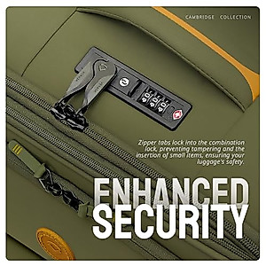 Verage Cambridge Lightweight Carry On Luggage,Softside Expandable Suitcase with Spinner Wheel (20-Inch, Green)