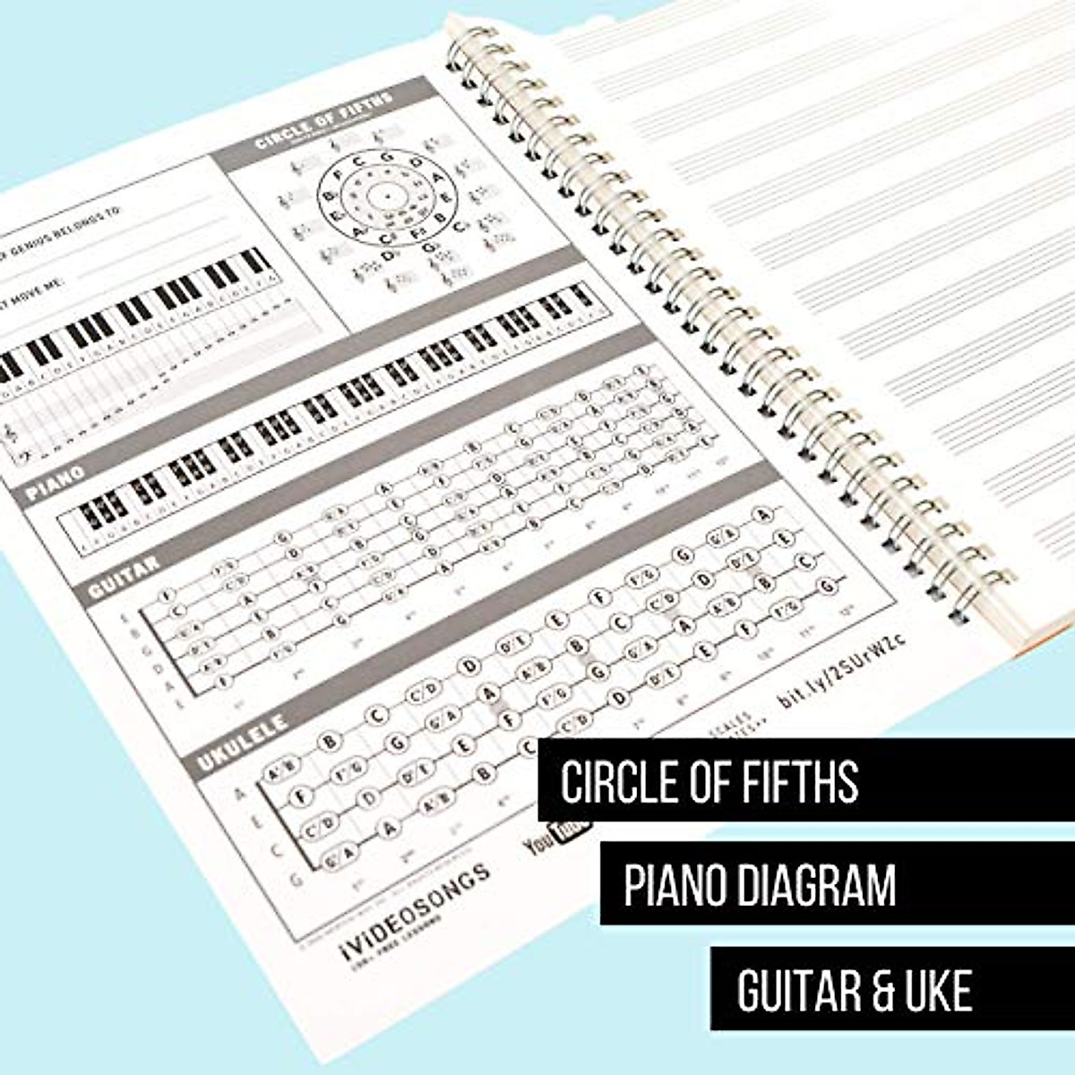 iVideoSongs Manuscript Paper Notebook Black • 12 Staff per Page Blank Sheet Music Notebook • 120 Page Hardcover Music Staff Paper Notebook Music Journal • Music Staff Notebook 150+ Free Music Lessons