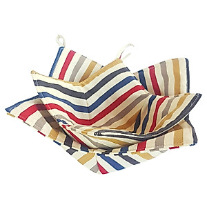 CUSHYSTORE 2 Bowl Cozies Canvas Holders Heat and Cold Resistant Anti-Scalding Protector 8.5" Large 7.5" Small (Retro Stripe)