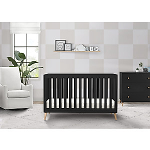 Delta Children Essex 4-in-1 Convertible Baby Crib, Ebony with Natural Legs