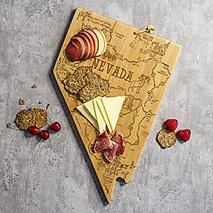 Totally Bamboo Destination Nevada State Shaped Serving and Cutting Board, Includes Hang Tie for Wall Display