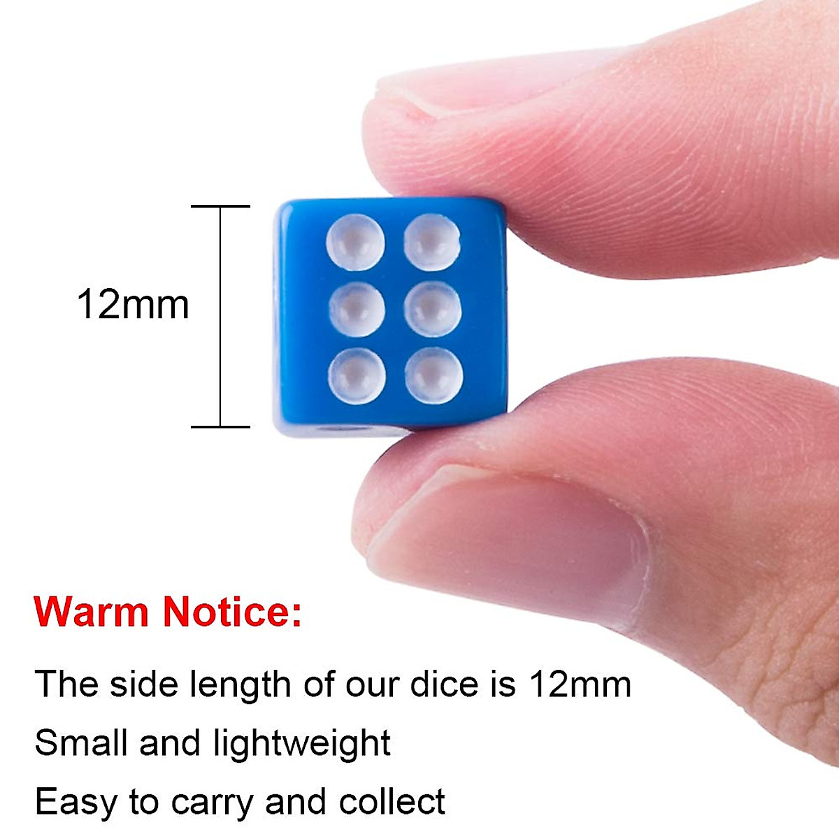 AUSTOR 100 Pieces 12mm Dices 6 Sided Game Dice Set Square Corner Dice with a Drawstring Pouch