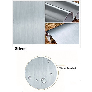 F&U Brushed Metal Look Contact Paper Film Vinyl Self Adhesive Backing Waterproof Metallic Gloss Shelf Liner Peel and Stick Wall Paper for Covering Counter Top Kitchen Cabinet (24 X 78.7 inch, Silver)