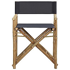 ULUYYUC Folding Director's Chairs,Outdoor Furniture Leisure Chairs Pool Chairs Sun Lounger Camping Chairs Suitable for Outdoor, Garden, Balcony and Campsites 2 pcs Dark Gray Bamboo and Fabric