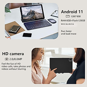 2024 Newest 10 inch tablet, Computer Tablets, Android Tablets with Case, 6GB+128GB+1TB Expand, Quad-Core, Dual Camera, IPS HD Touch Screen, BT 5.0, 2.4G+5G+Wi-Fi 6, Game, Google GMS