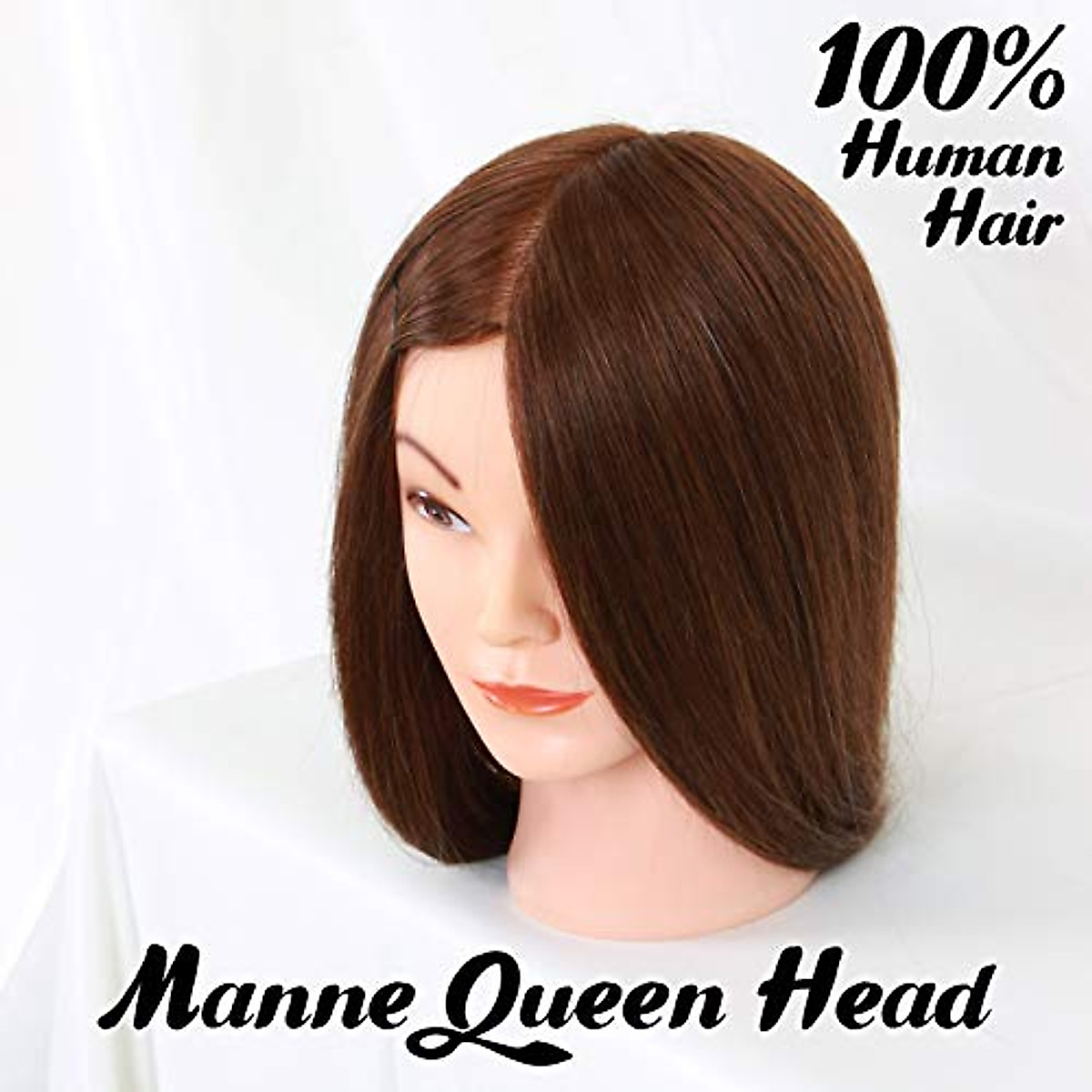 Mannequin Head with Human Hair - 20-22" Cosmetology Mannequin Head with 100% Real Human Hair for Braiding Practice Cutting - Manikin Head with Human Hair for Hairdresser (Brown)