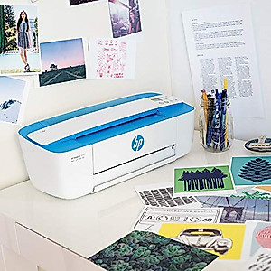 HP DeskJet 3755 Compact All-in-One Wireless Printer, HP Instant Ink, Works with Alexa - Blue Accent (J9V90A)