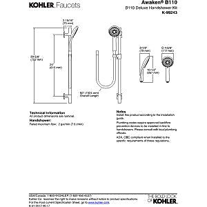 KOHLER K-99243-CP Awaken B110 Deluxe Slidebar Kit, Polished Chrome