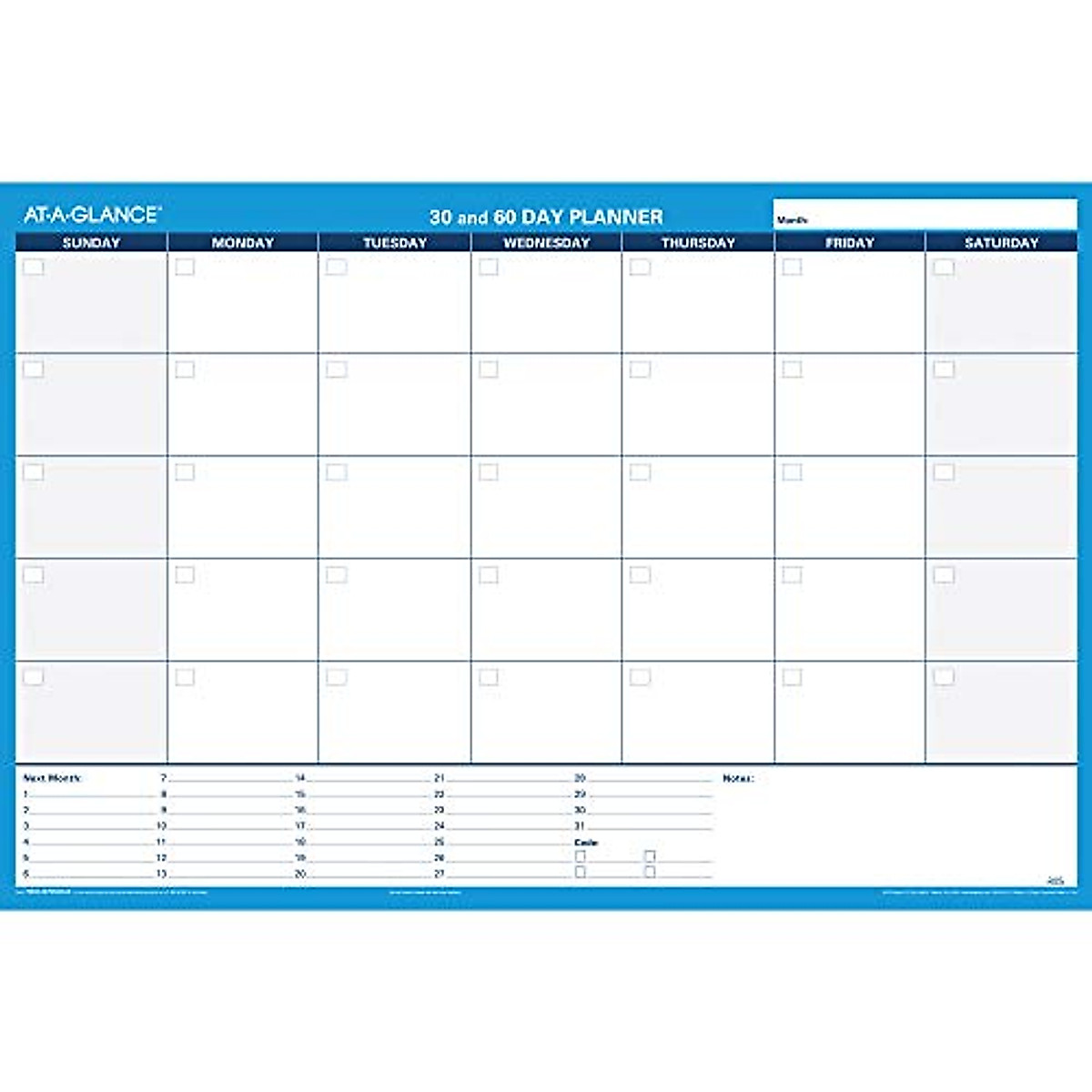 AT-A-GLANCE Wall Planner / Calendar, Undated, Erasable, 30/60-Day, 36 x 24, White/Blue (PM233-28)
