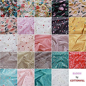 COTTONVILL Collection Bloom 20COUNT Cotton Print Quilting Fabric (Precuts, Quarter 24pc)