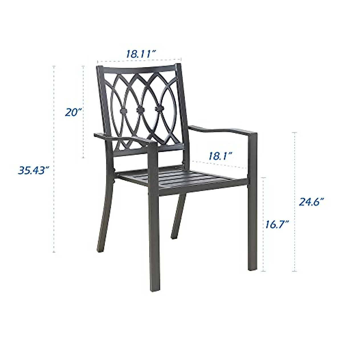 Patio Tree Stacking Outdoor Metal Dining Chairs, Patio Steel Dining Chairs with Armrest, Set of 2