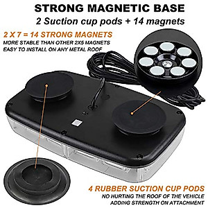 ASPL 48LED Roof Top Strobe Lights, High Visibility Emergency Safety Warning LED Mini Strobe Light bar with Magnetic Base for 12-24V Snow Plow, Trucks, Construction Vehicles (Green/White)