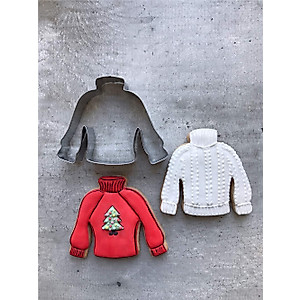 LILIAO Winter Holiday Christmas Cookie Cutter Set - 4 Piece - Ugly Sweater, Stocking, Hat and Mitten Fondant Biscuit Cutters - Stainless Steel