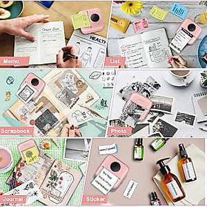 Mini Pocket Bluetooth Printer-Portable Thermal Printer with 5 Roll Papers for Journal/DIY Scrapbook/Travel/Notes/Lists/Label/Memo, Receipt Printer for Children Women Gifts Kids Christmas iOS&Android