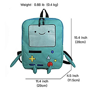 Kawaii School Backpack for Girls Boys Back to School Aesthetic Cute Adorable Canvas Bag Handheld Game Console Style Peacock Blue, Green