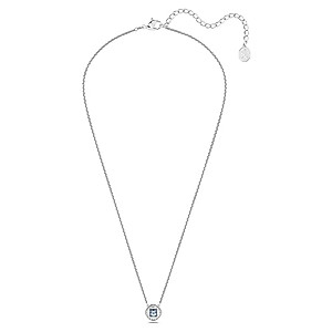 SWAROVSKI Una Angelic Necklace, Square Cut Blue Crystal on a Rhodium Finished Setting, Part of the Una Angelic Collection