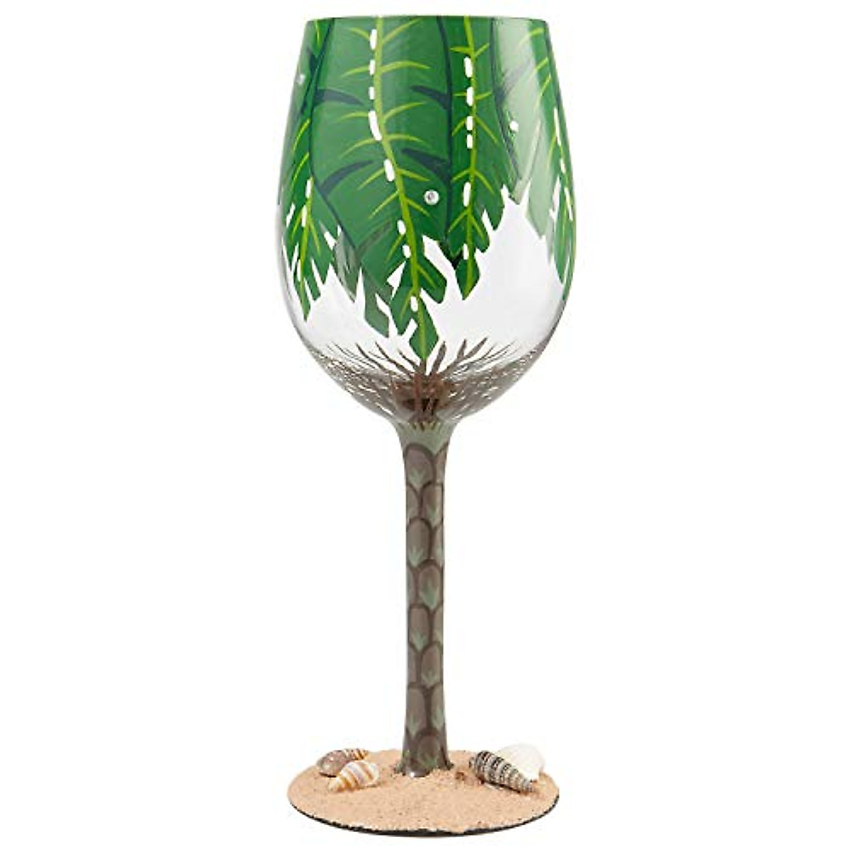 Enesco Designs by Lolita Palm Tree Artisan Wine Glass, 1 Count (Pack of 1), Multicolor