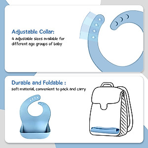 Silicone Baby Bibs Baby Feeding Set 3 Pcs & 2 Pcs Baby Spoons Silicone Bibs for Baby Girl Boy Adjustable Baby Essentials Newborn Toddler Utensils Food Grade Feeding Bibs Baby Stuff Spoon Baby Gifts