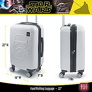 FUL Star Wars Storm Trooper Carry-On Rolling Suitcase, Hardside Travel Luggage with Spinner Wheels, 21 Inches, White