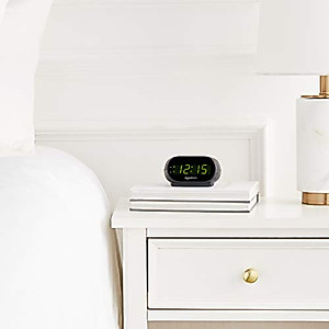 Amazon Basics Small Digital Alarm Clock with LED Display, Nightlight and Battery Backup - 4.5 x 3.5 x 2.4 Inches