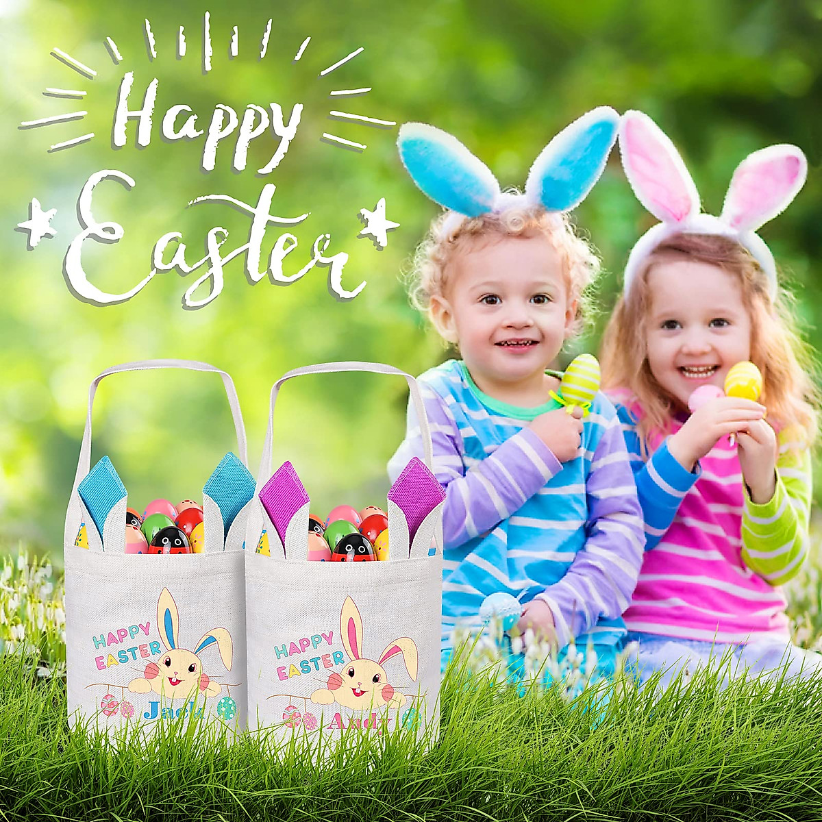 Easter Baskets for Kids, Jocidea Custom Easter Baskets for Kids Personalized Easter Basket for Girl Boy Easter Gifts Easter Basket Stuffers for Toddler Easter Basket Toys — Blue