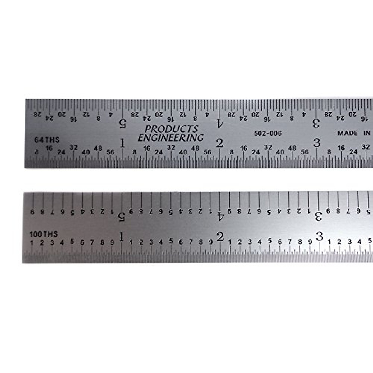 PEC Tools 502-006 6" 5R USA Rigid Steel Rule, reads 32nds, 64ths, 10ths, 100ths.