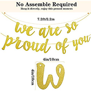 Graduation Party Decorations, We are So Proud of You, 2021 Graduation Banner, Gold Glitter Graduation Garland, No DIY Required