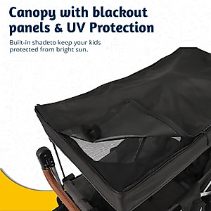 Keenz 7S+ Ultimate 4-Passenger Baby Toddler Wheeled Stroller Wagon w/Foldable Frame, Harnesses, Canopy Cover, Cooler Basket, & Storage Pockets, Black