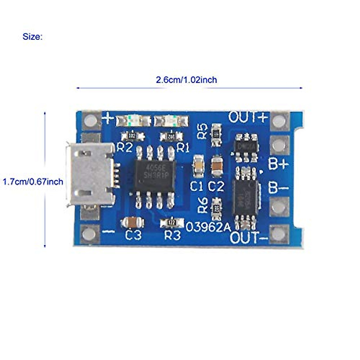 Organizer 12pcs TP4056 Charging Module 5V Micro USB 1A 18650 Lithium Battery Charging Board with Protection Charger Module (Micro)