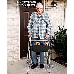 Wiicare Walker Basket for Folding Walker, Basket for Walkers for Seniors with Cup Holder, Foldable Walker Bag, Walker Accessories Gift for Friends, Family and Elders, Not Fit Rollator Walker - Black