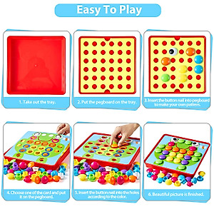 Geekper Button Art Toys for Toddlers with 34 Pictures and 130 Buttons