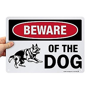 SmartSign Beware of Dog Sign - German Shepherd Signs for Fence/Wall | 10 x 14 Inches, Reflective Aluminum Metal, Dangerous Dog Warning
