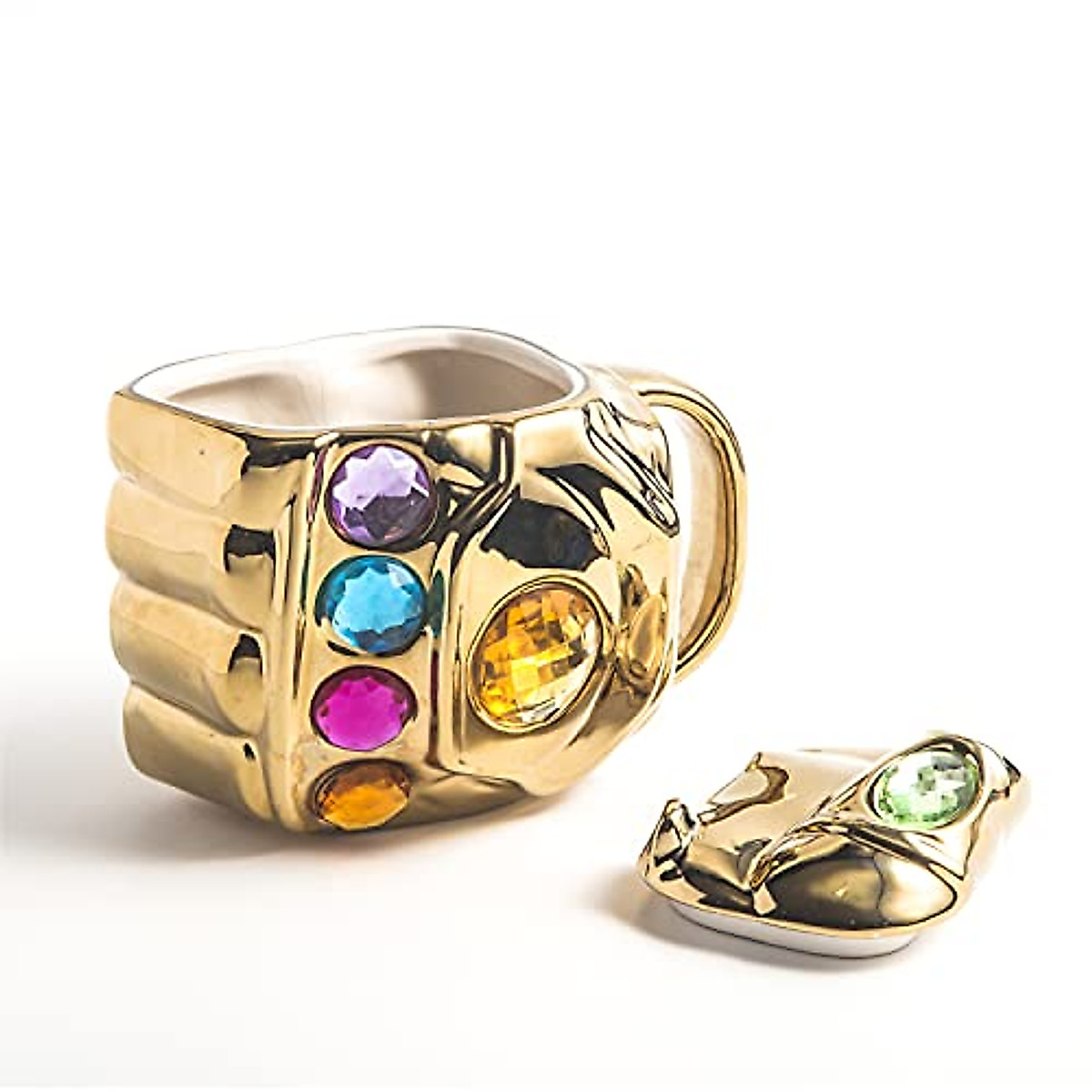 Zak Designs Marvel Thanos Unique 3D Sculpted Ceramic Coffee Mug, Collectible Keepsake Tea Mug for Hot Drinks (15 oz, Non BPA, Thanos Infinity Gauntlet)