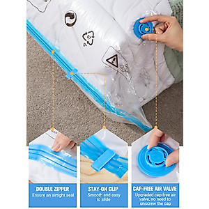 Vacuum Storage Bags with Electric Air Pump, 15 Pack (3 Jumbo, 3 Large, 3 Medium, 3 Small, 3 Roll Up Bags) Space Saver Bag, Vacuum Sealer Bags for Clothes, Blanket, Duvets, Pillows, Comforters, Travel