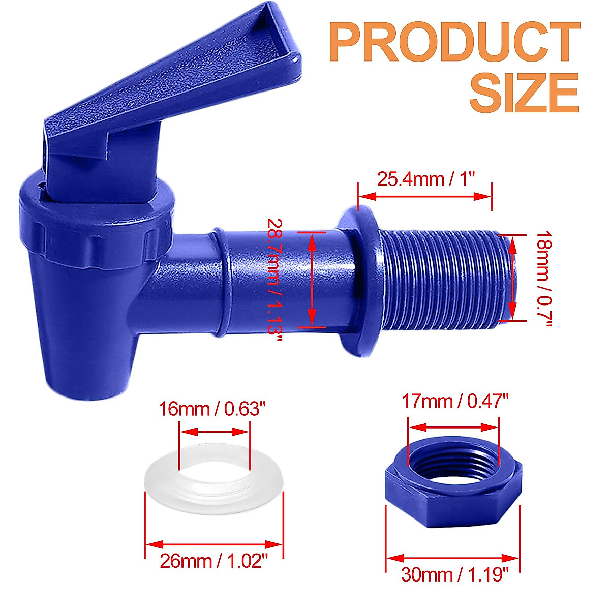 LifCratms 2Pcs BPA-Free Replacement Cooler Faucet, Blue Plastic Water Spigot Spout Water Dispenser Tap Set, Reusable Water Crock Tap Water Beverage Lever Pour Dispenser Valve
